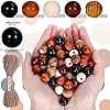 Amazon.com: Whaline 240Pcs Farmhouse Rustic Fall Wood Beads Natural ...
