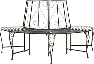 Amazon.com: EVERSTRO Patio Half Round Tree Bench 63" Steel,Tree Bench ...