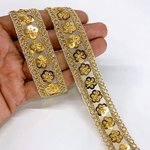 Lami 9 Meter New Embroidery Golden Dori Work and Gold Sequence Work ...