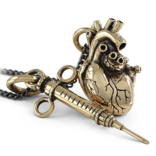 Amazon.com: Anatomical Heart and Syringe Necklace - Bronze Anatomical ...