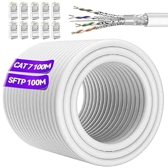 Ethernet Cable 100m, Cat 7 Internet Cable 100 Meters Outdoor Indoor LAN ...