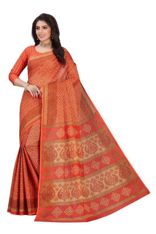 Buy SHANVIKA Traditional Printed Pure Cotton Saree With Blouse Piece ...