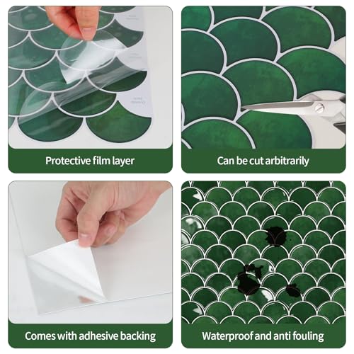 Fish Scale Wall Tiles 10 Sheets of 12″ x 12″ Backsplash Tile Sticker ...