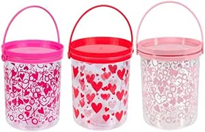 Amazon.com: Valentine containers 3 pack with a handle & lid. : Home ...
