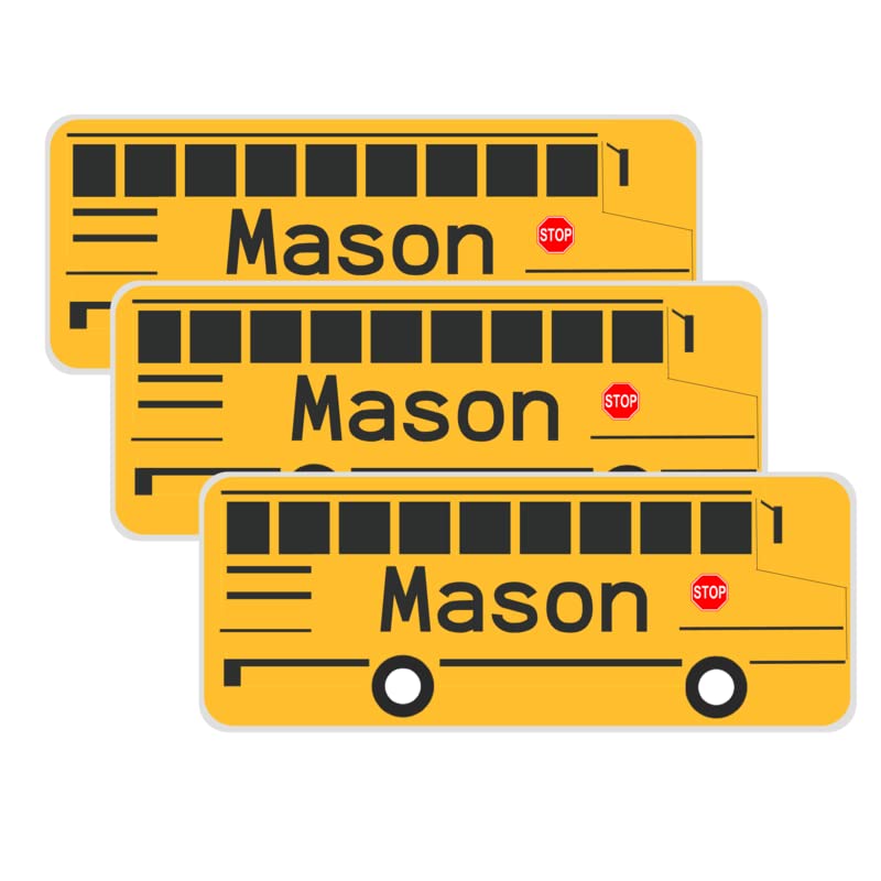 Amazon.com: 60 Personalized School Bus school supply labels, name tags ...