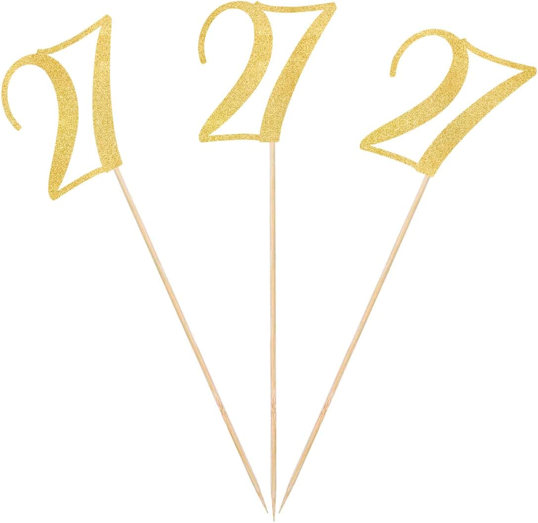 Amazon.com: Gold Glitter 27th Birthday Centerpiece Sticks, 12-Pack ...
