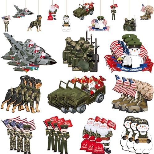 Amazon.com: Beeveer 24 Pcs Veteran Christmas Ornaments Military ...