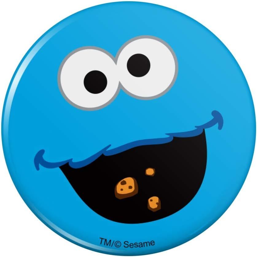 Amazon.com: Sesame Street Cookie Monster Face Pinback Button Pin ...