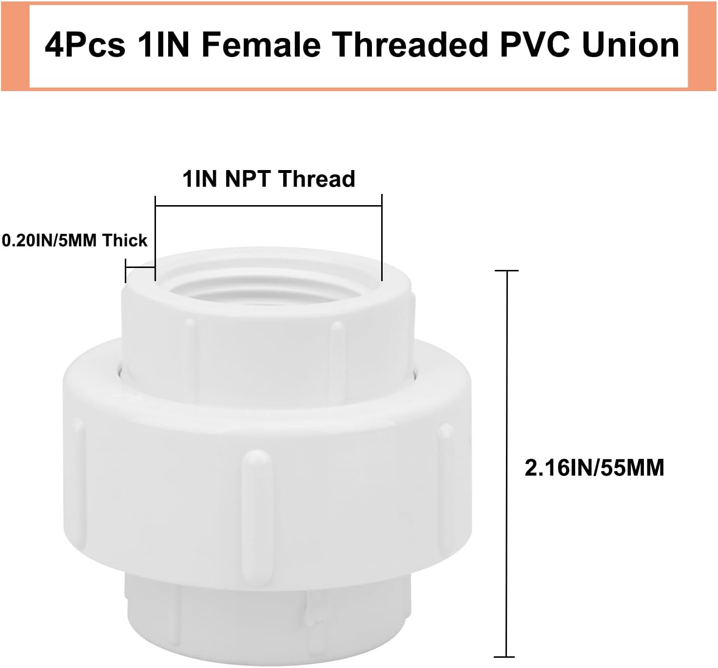 Adaptador de acoplamiento hembra de unión de PVC roscado hembra de 1 ...