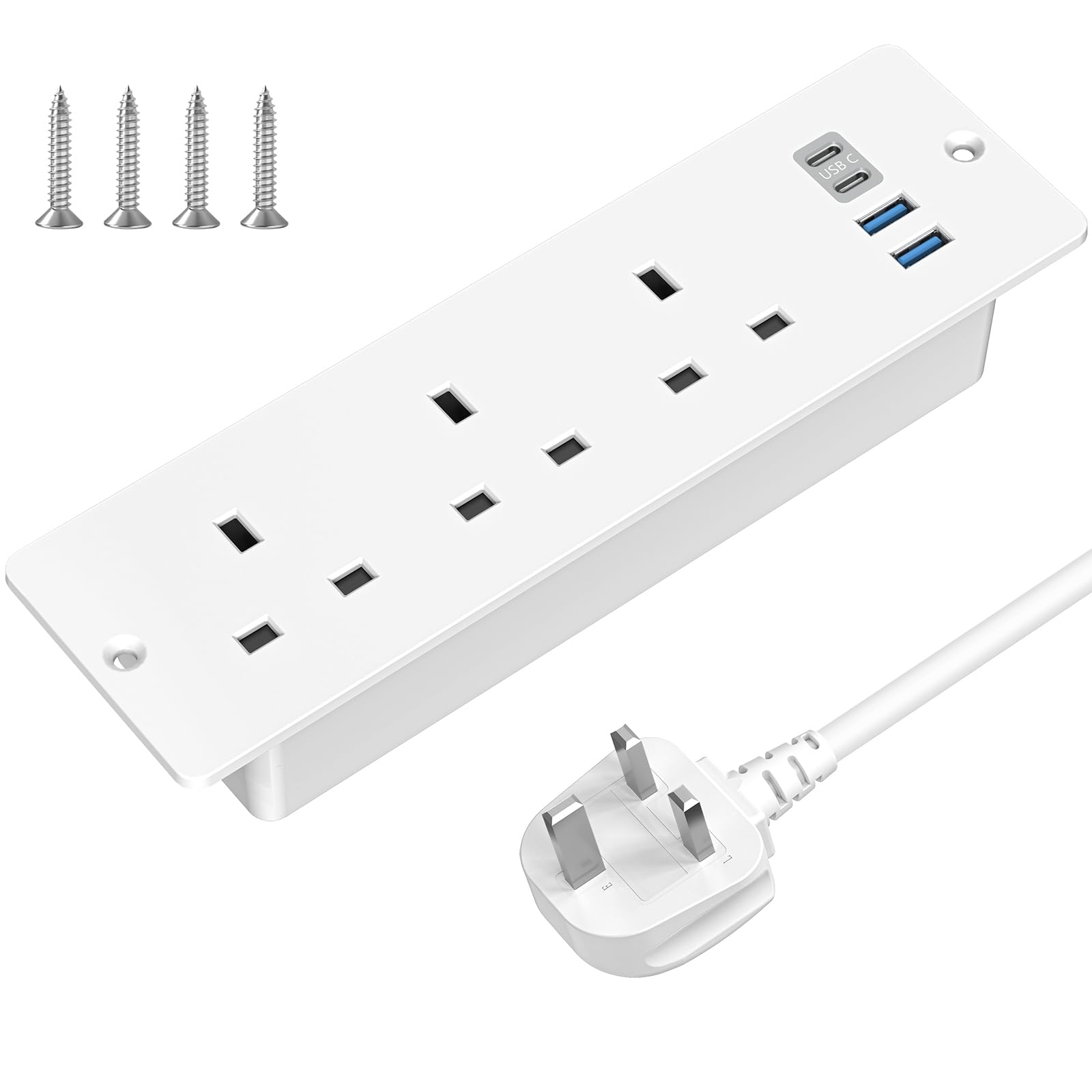 Desktop Power Strip with USB C, ANVODE 3 Ways Recessed Power Socket ...