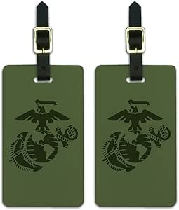 Amazon.com | Marines USMC Green Logo Luggage ID Tags Suitcase Carry-On ...