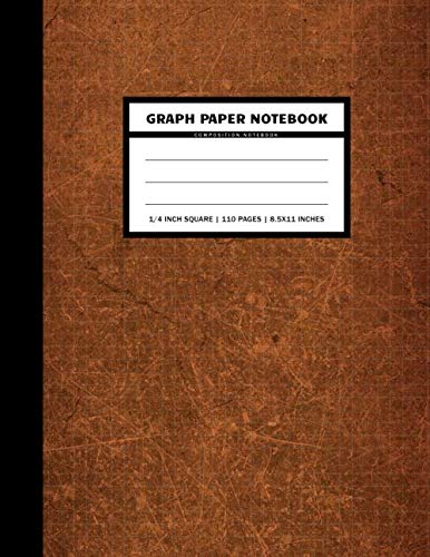 Graph Composition Notebook: Brown Grunge | 1/4 inch Squares Quad Ruled ...