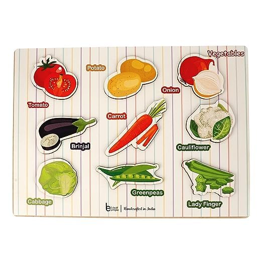 Wooden Bord Wooden Education Learning Toy Fruits, Vegetables, Wild ...