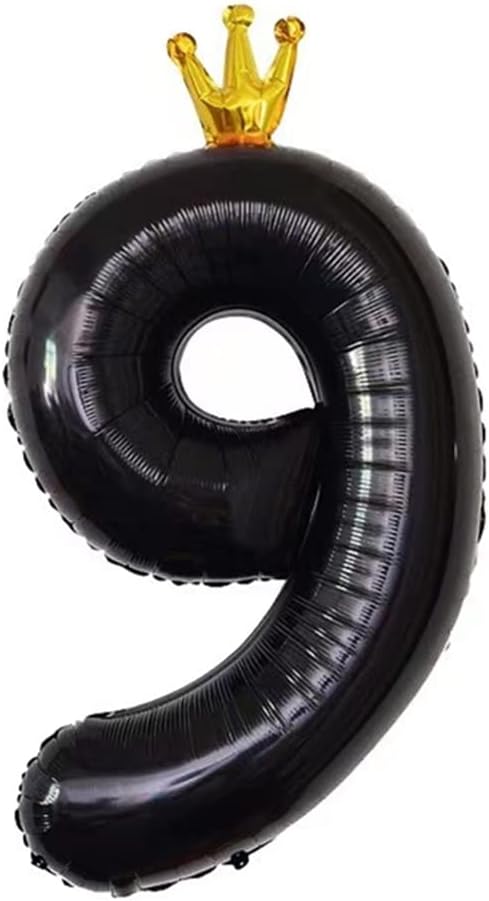 Amazon.com: 40 Inch Black Conjoined Crown Number 9 Balloons for 9th ...