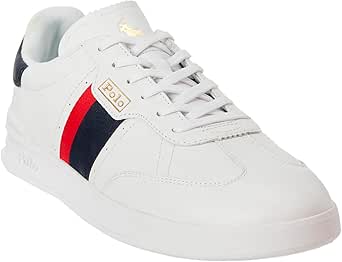 Amazon.com | Polo Ralph Lauren Mens HTR Aera Sneaker, White/Red/Blue, 8 ...