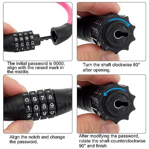 PATIKIL 1.3 Feet Combination Bicycle Lock, 4 Digit Steel Cable ...