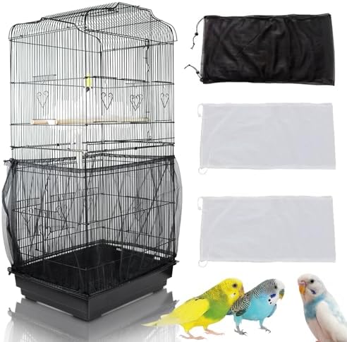Amazon.com: Adjustable Bird Cage Net Cover Birdcage Seed Feather ...