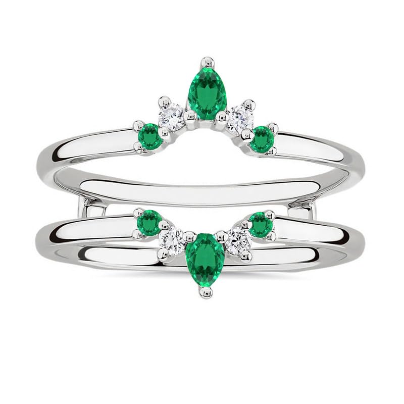 Amazon.com: Green Emerald & White Diamond Crown Shaped Enhancer Guard ...
