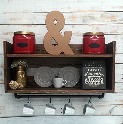 Amazon.com: Rustic kitchen shelf, coffee bar shelf, wall hanging shelf ...