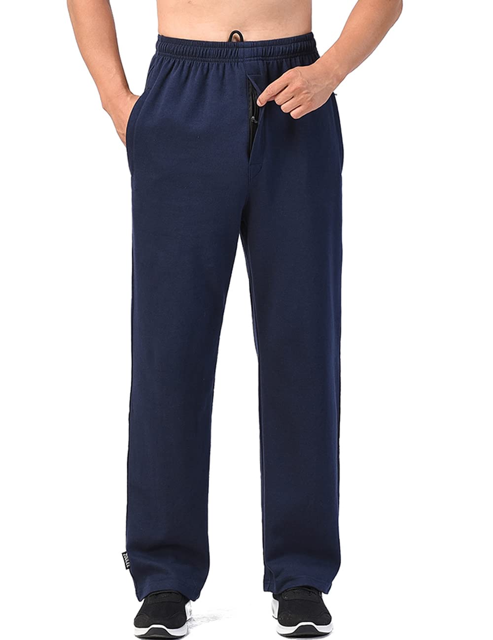 Zoulee Men's Open-Bottom Sports Pants Sweatpants Trousers Front Zip Fly ...