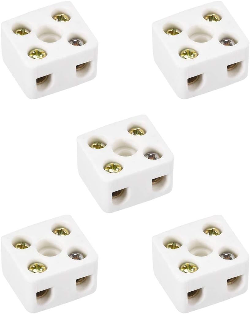 uxcell 2 Way Ceramics Terminal Blocks High Temp Porcelain Ceramic ...