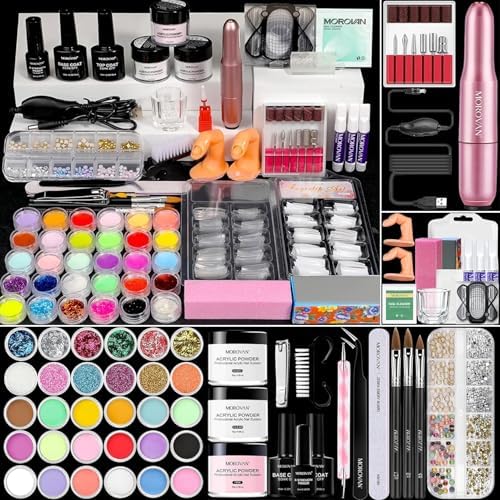Amazon.com: Acrylic Nail Kit With Everything For Beginners, Professional Nail Starter Kit , 24 ...