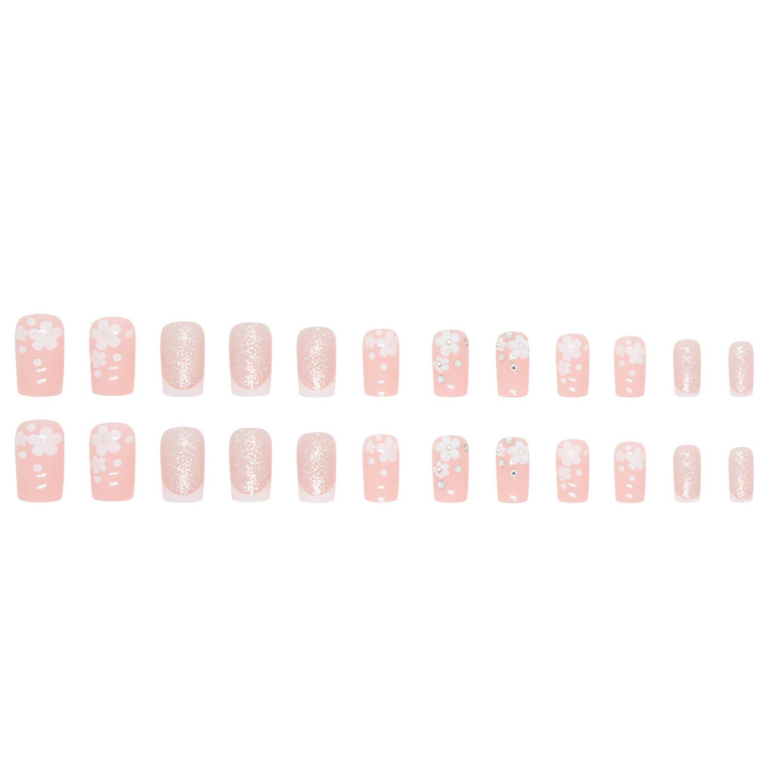 Snapklik.com : SINSEN Pink Press On Nails Medium - French Tip Press On ...