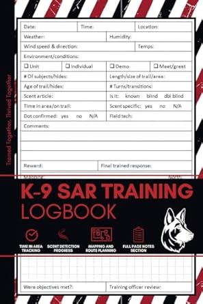 K-9 SAR Training Logbook - Canine Search and Rescue Training Log ...