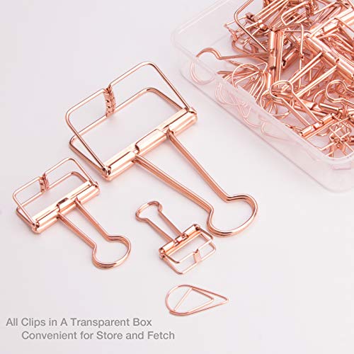 Snapklik.com : Rose Gold Wire Binder Clips And Cute Paper Clips Set ...