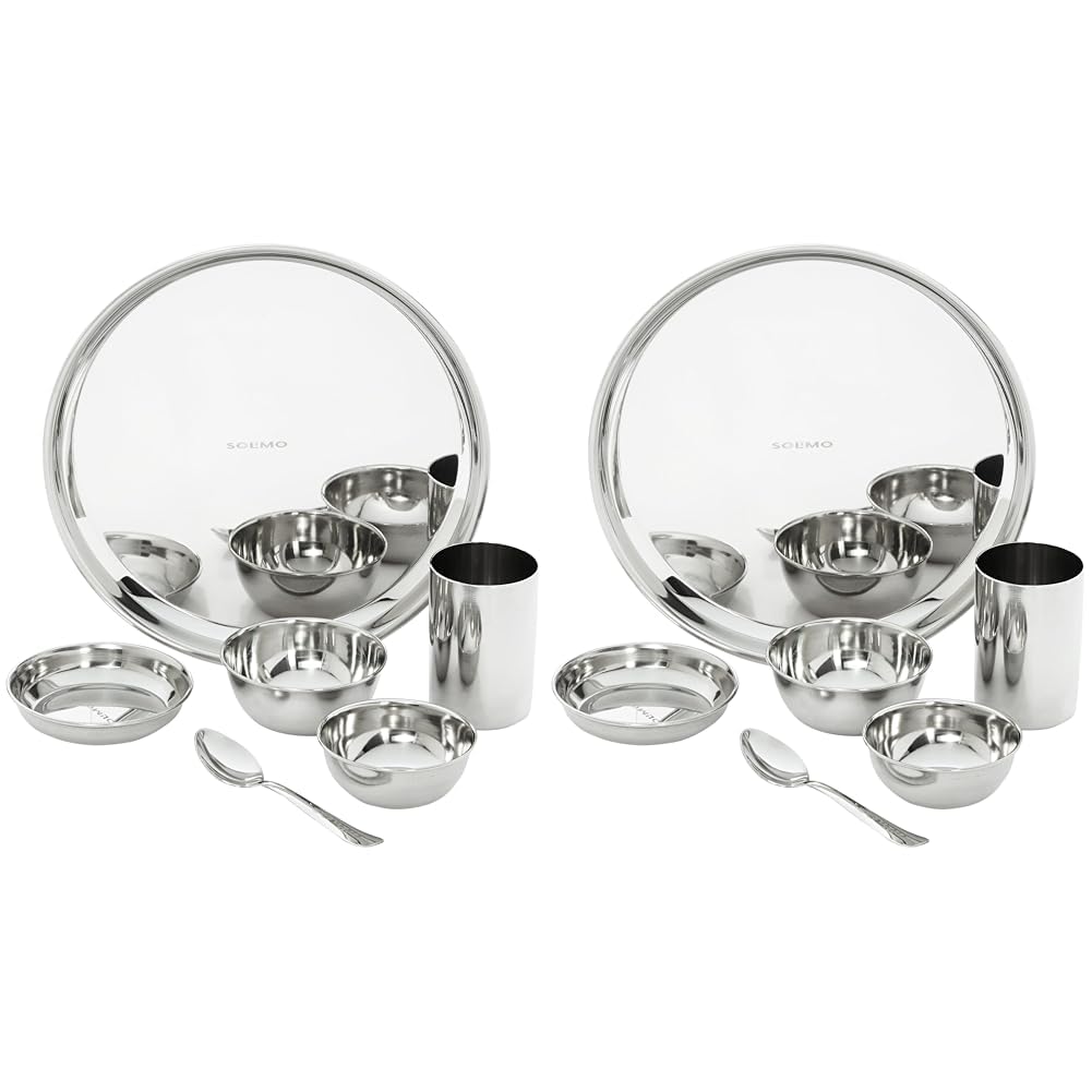 Amazon Brand - Solimo Dinner Set|Stainless Steel Solid|Mirror Finish ...
