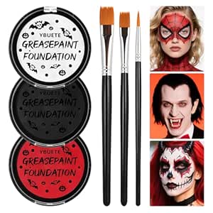 Amazon.com : YBUETE Red Black White Oil Based Face Paint Kit with ...