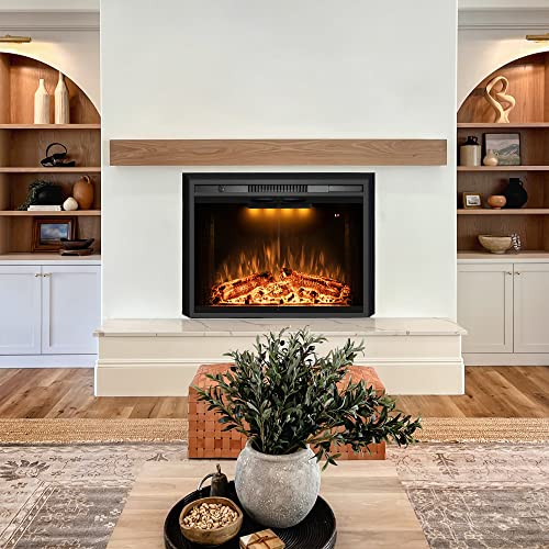 Benrocks 36” Electric Fireplace Inserts with Glass Door and Mesh Screen ...