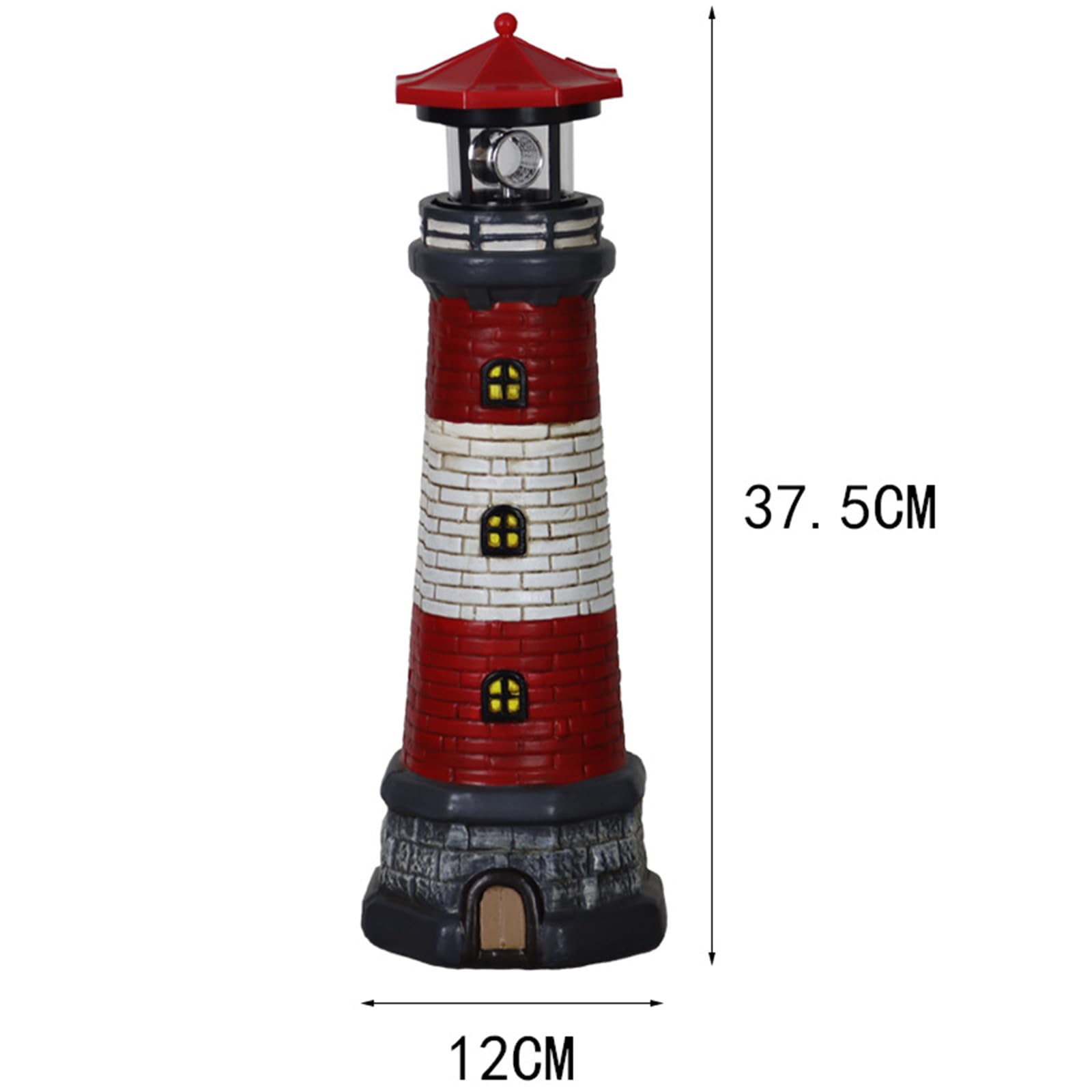 Cepewa LED Solar Lighthouse, 38 cm, Red White, Garden Decoration ...