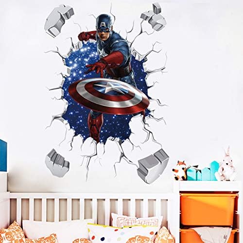 3D Avengers Breaking Through Wall Sticker 3D Hulk Captain America ...