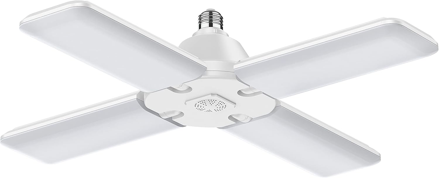 Feit Electric LED Garage Light, 4 Panel Adjustable Screw-in LED Shop ...