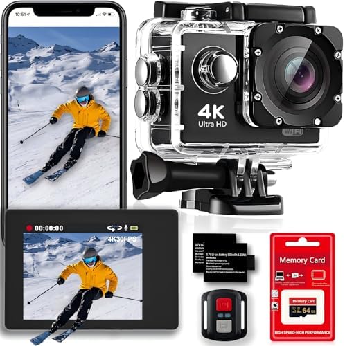 Amazon.com : Adostob Action Camera 4K 30fps, 30m/98ft Ultra HD ...