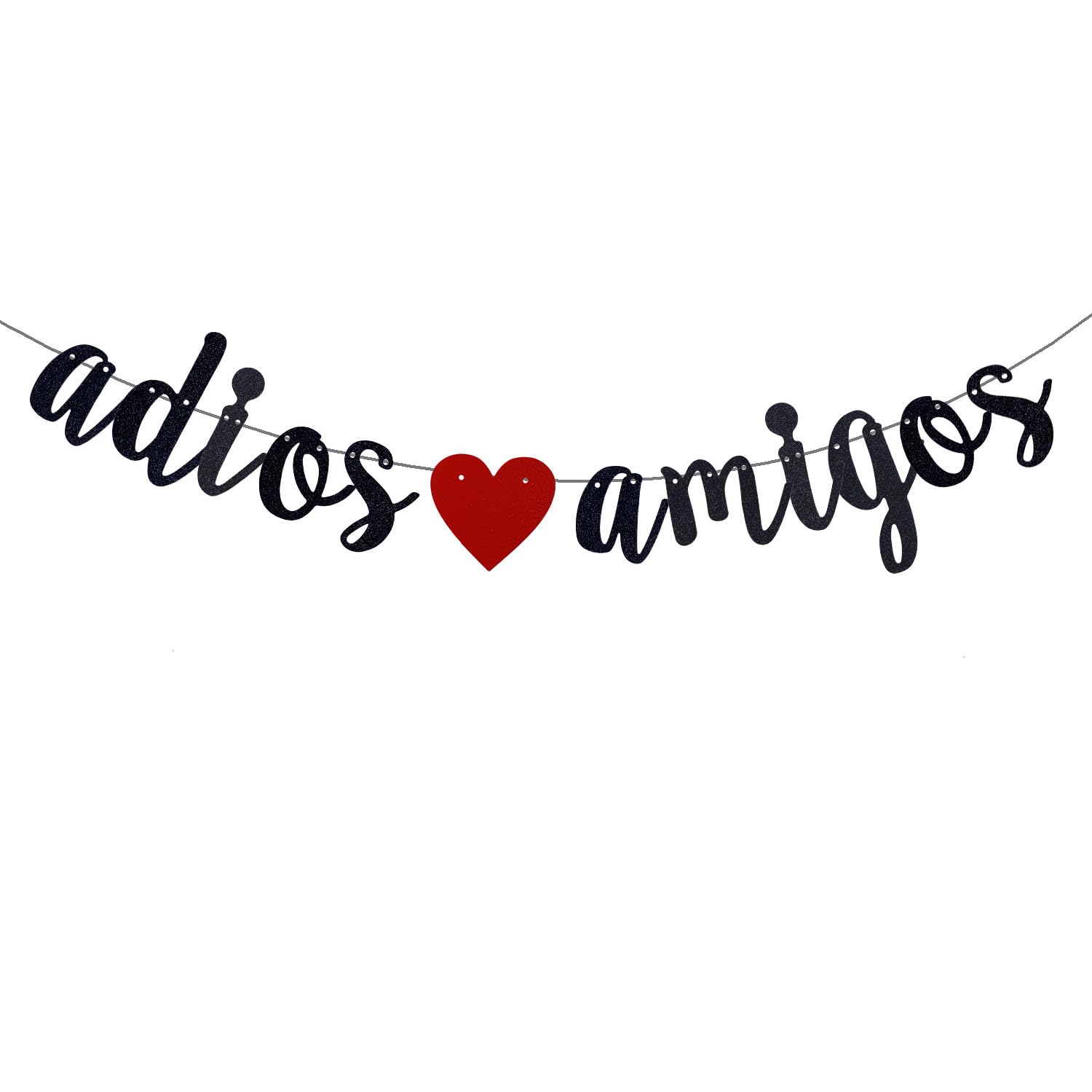 Amazon.com: Adios Amigos Black Glitter Banner, Farewell/Goodbye/Job ...