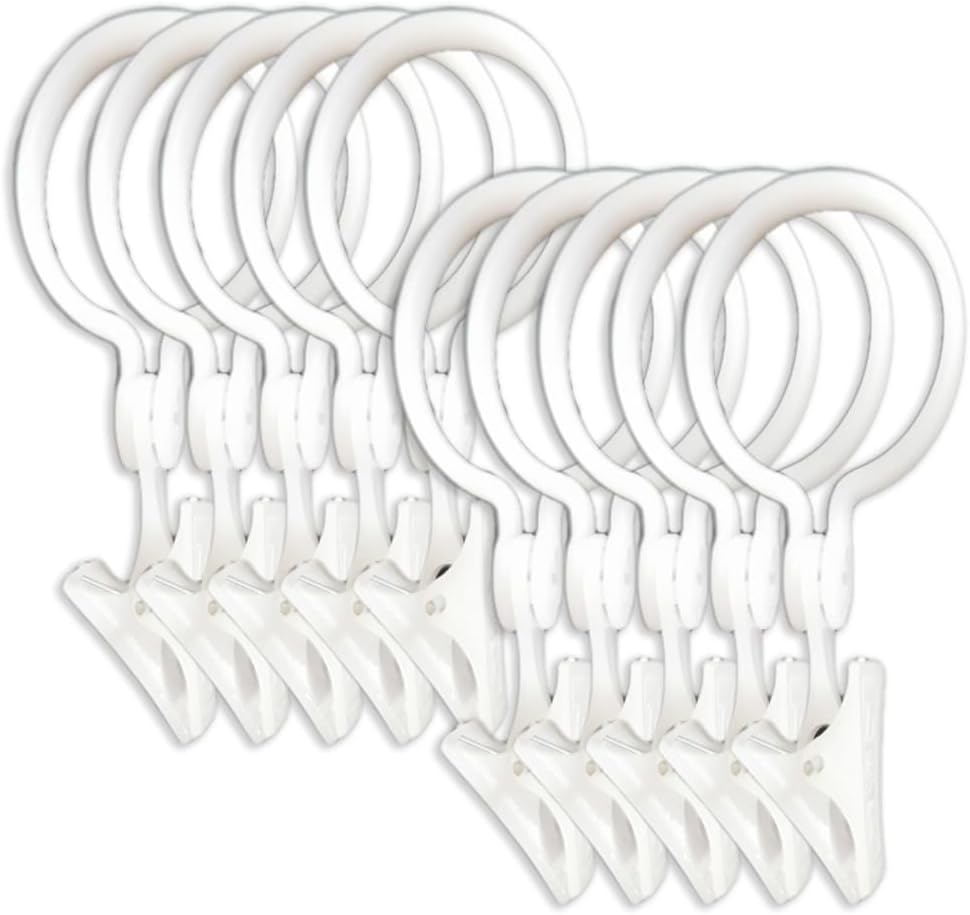 Amazon.com: 12 Pack Curtain Rings with Clips, Bamboo Handmade Drapery ...