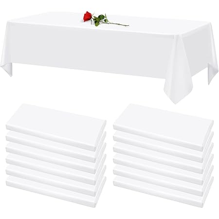 Amazon.com: 12 Pack White Tablecloths for Rectangle Tables Stain and ...