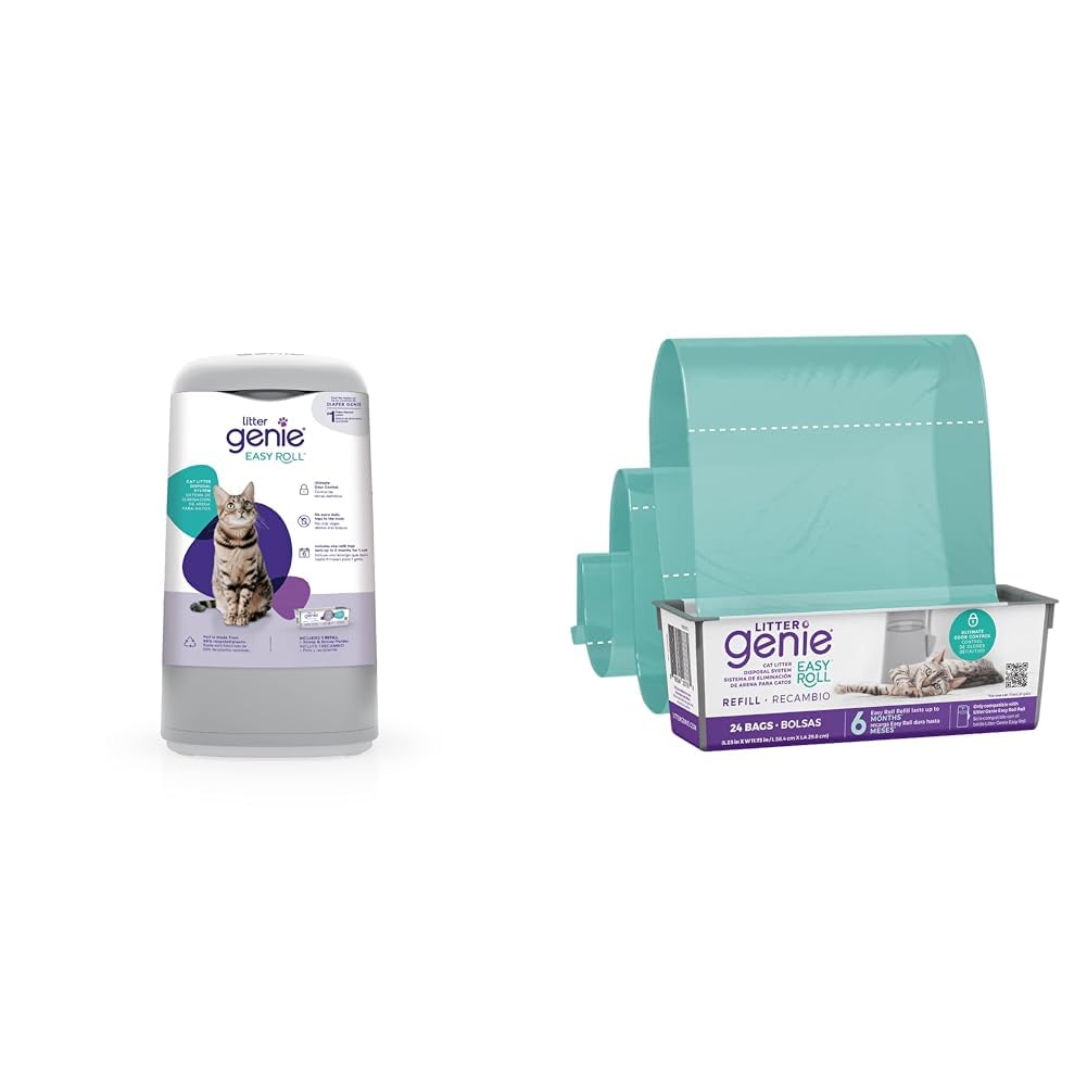 Amazon.com: Bundle of Litter Genie Easy Roll Pail & Refill | Cat Litter ...