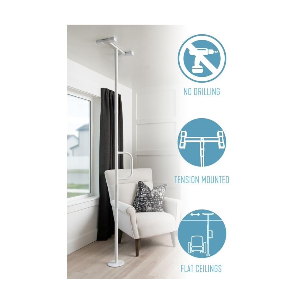 Universal Tension Mounted Grab Bar and Transfer Pole for Bathroom ...