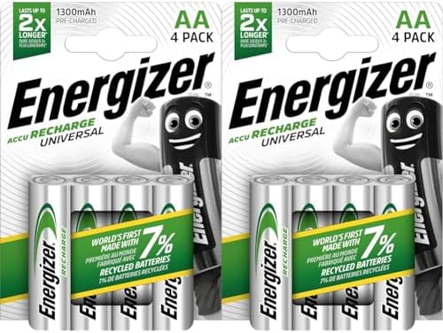 Energizer Rechargeable AA Batteries, Universal Double AA, Pack of 8 ...