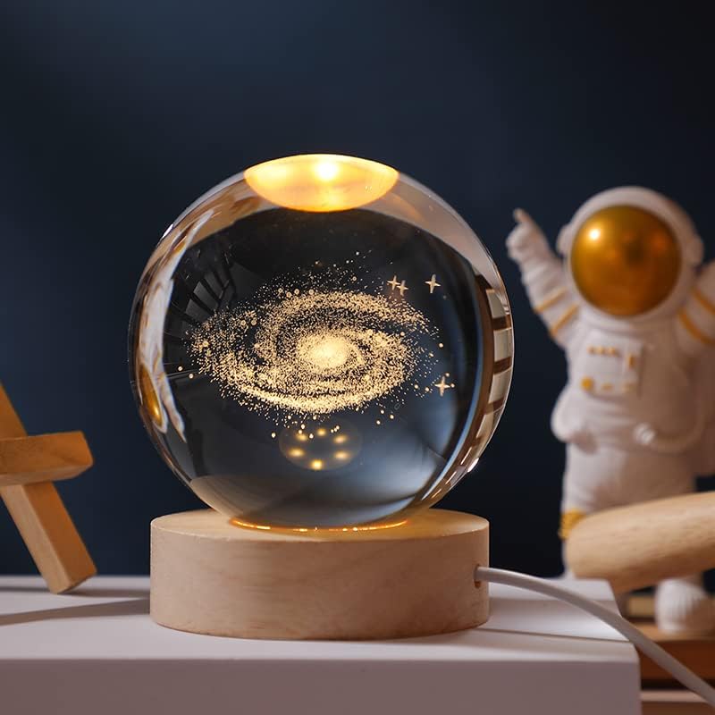 3D Galaxy Globe Crystal Ball, Laser Engraved Planet Model Astronomy ...