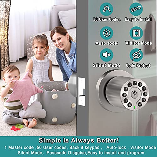 BOTHSTAR Keypad Door Knob with Key,Keyless Entry Door Lock, Code Locks ...