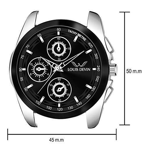 Buy LOUIS DEVIN Men's Metal Chain Analog Wrist Watch LD-GR036-BLK ...