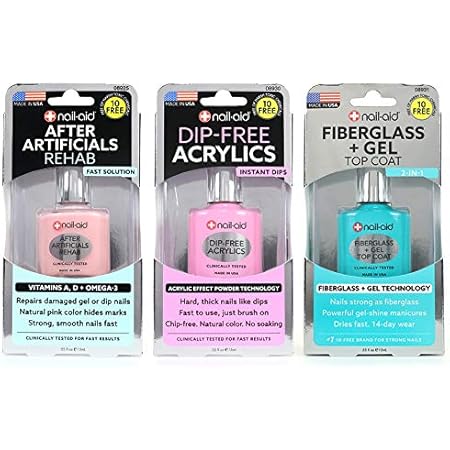Amazon.com : Nail-Aid 3pk Of After Artificials + Dip-free Acrylics ...