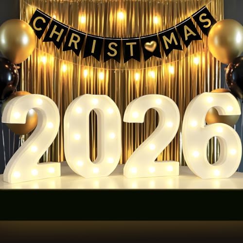 2026 Number Sign Christmas Decorations, 2026 Marquee Light Up Numbers ...