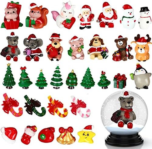 Amazon.com: 35 Pcs Christmas Miniature Figurines Ornaments Mini Snow ...