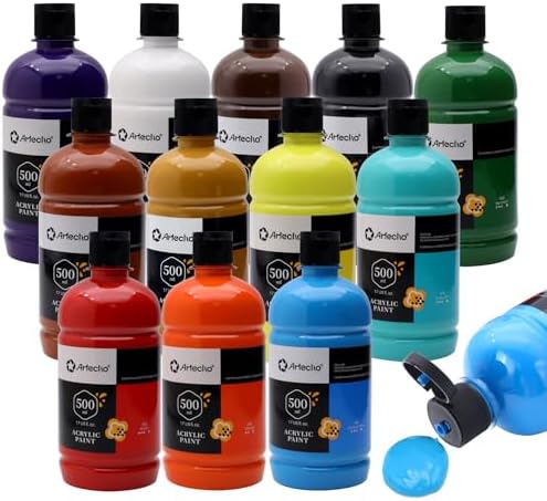 Shuttle Art 18 Colors Acrylic Paint Bottle Set (250ml/8.45oz), Rich ...