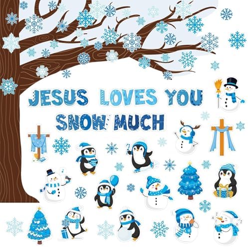 Amazon.com: 136 Pcs Christian Winter Bulletin Board Decorations Set ...